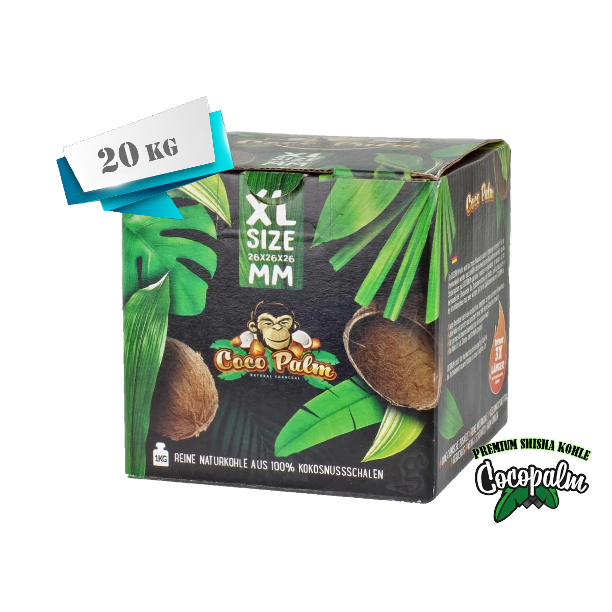 Coco Palm Shisha-Kohle 26mm XL für intensiven Shisha-Genuss | Smoke-G ...